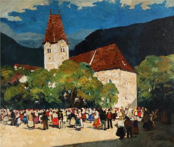Hans Ruzicka-Lautenschläger | Mountain scenery wth several people in ...