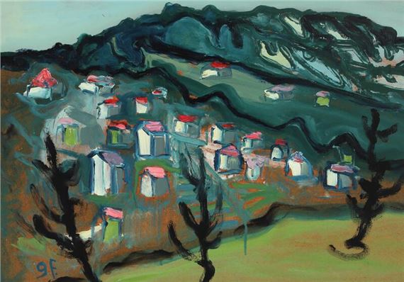 Gunnar Funck | Mountain scenery with houses | MutualArt