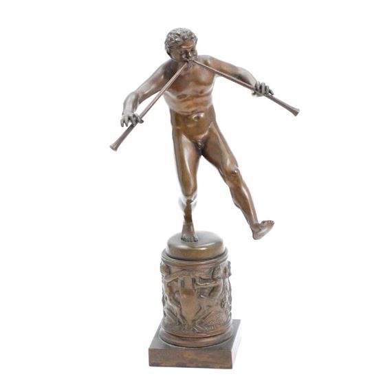 Christian Carl Peters | En dansende faun, der spiller på dobbeltfløjte ...