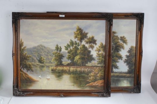 P. Wilson | pair of 20th century oil on canvasses depicting landscapes ...