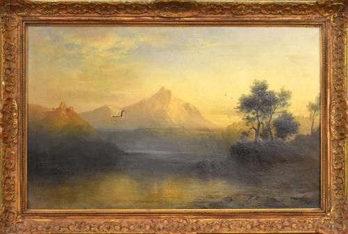 Karl Heilmayer | Landschaft mit Ruine im Abendlicht (1893) | MutualArt