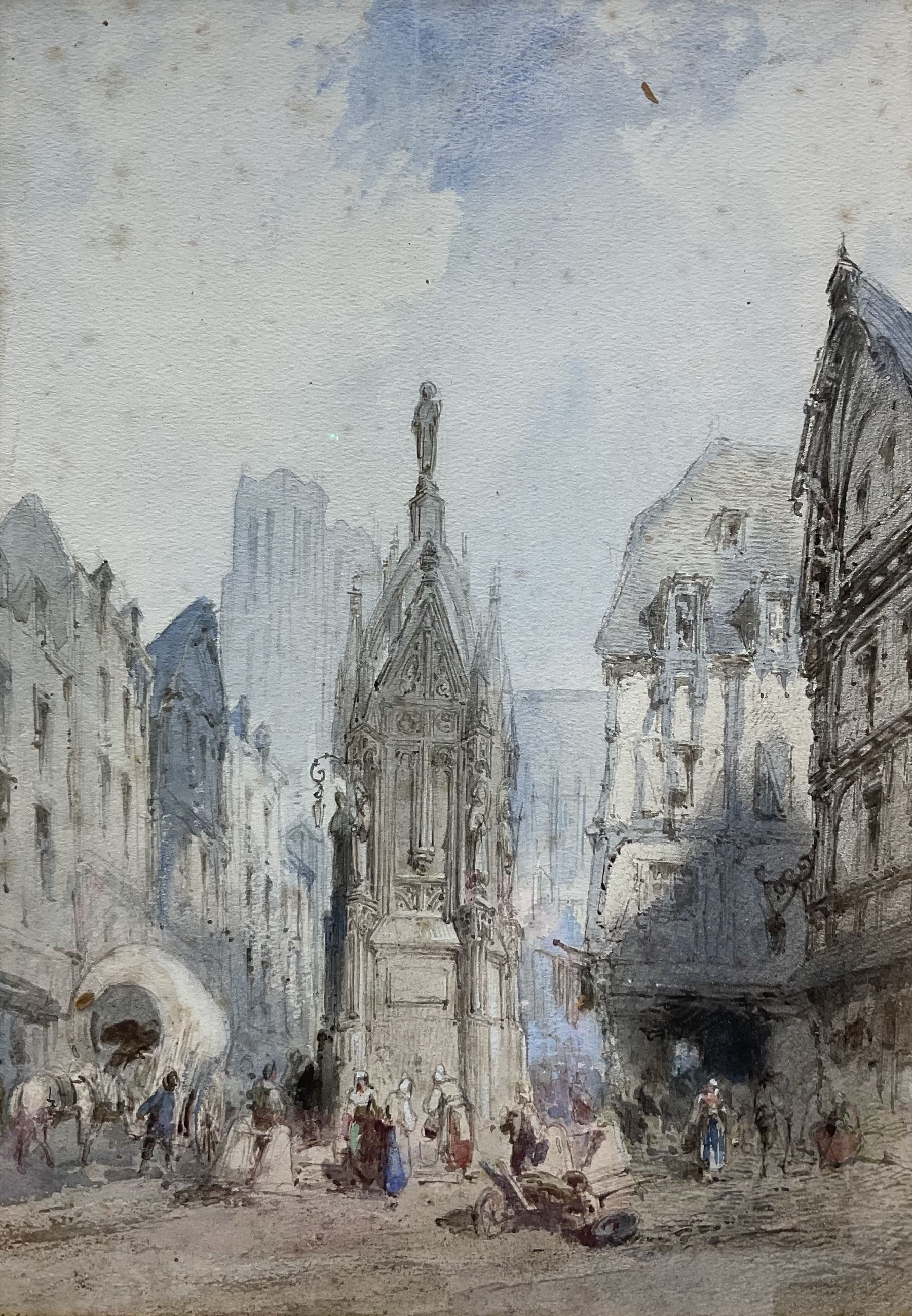 David Roberts | French Street Scene with Monument | MutualArt