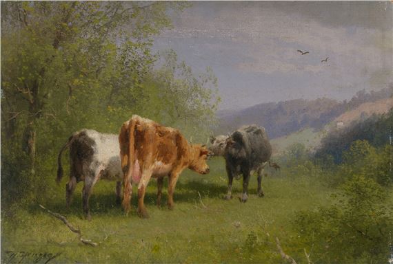 Hermann Herzog | Three Cows in Shade | MutualArt