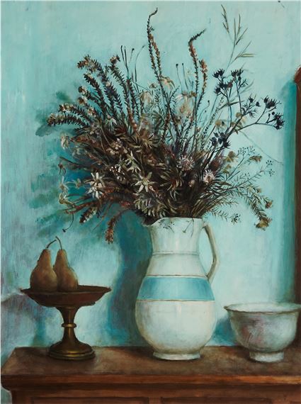Margaret Olley | Still Life with Wattle & Pears | MutualArt