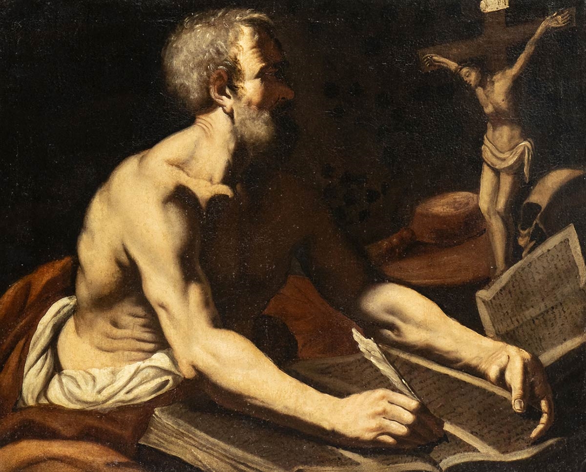 Rutilio Manetti | Penitent Saint Jerome translating the Bible | MutualArt