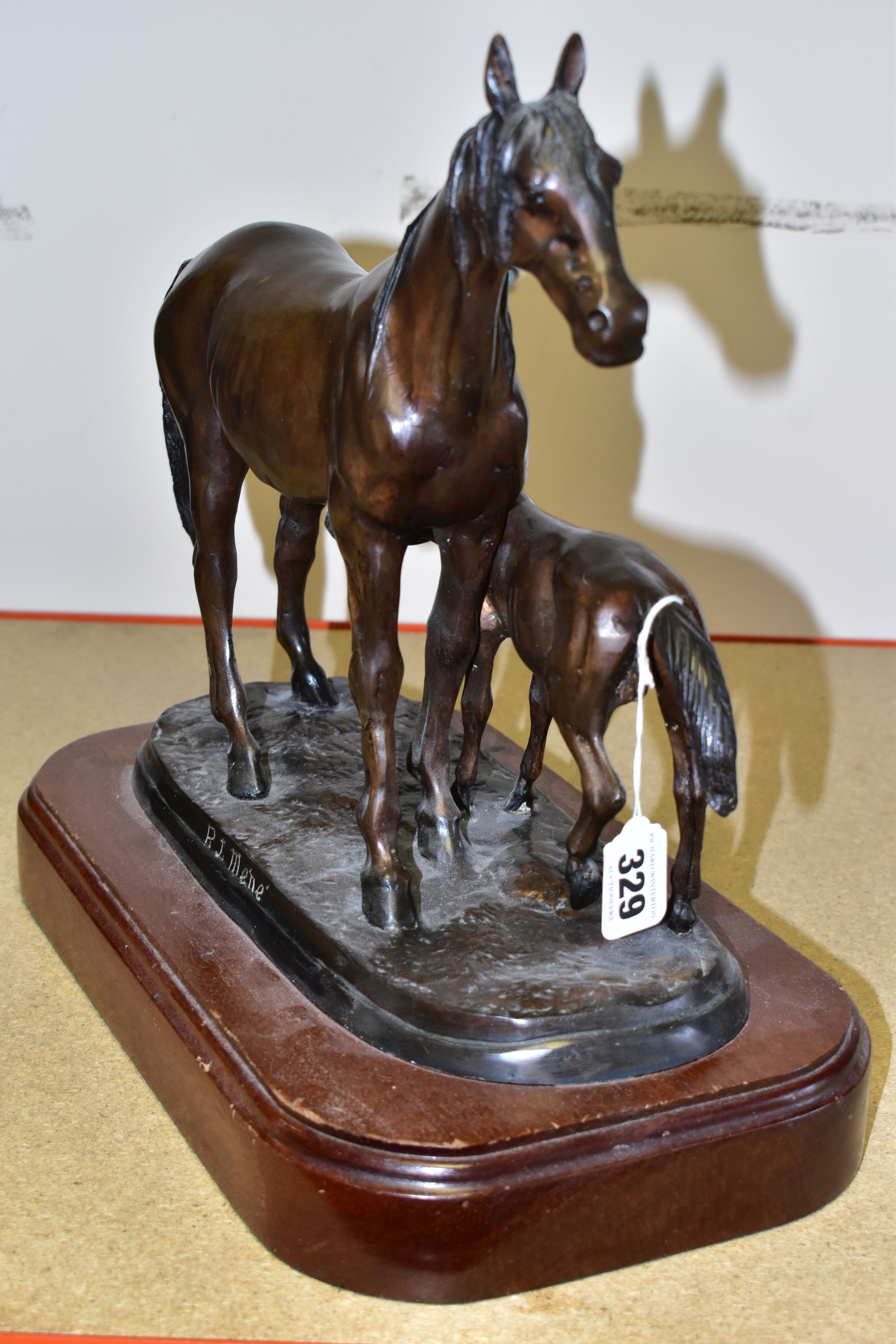 Pierre-Jules Mene | A BRONZE SCULPTURE OF A MARE AND FOAL | MutualArt