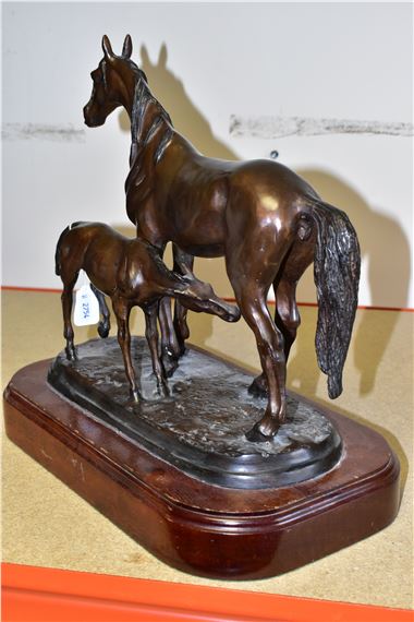 Pierre-Jules Mene | A BRONZE SCULPTURE OF A MARE AND FOAL | MutualArt