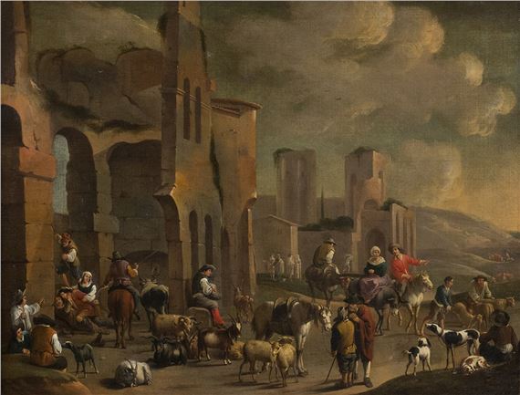 Peeter Van Bredael | Great bucolic scene with sheperds and herds among ...