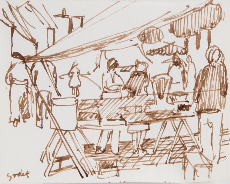 Indian Marketplace Drawing
