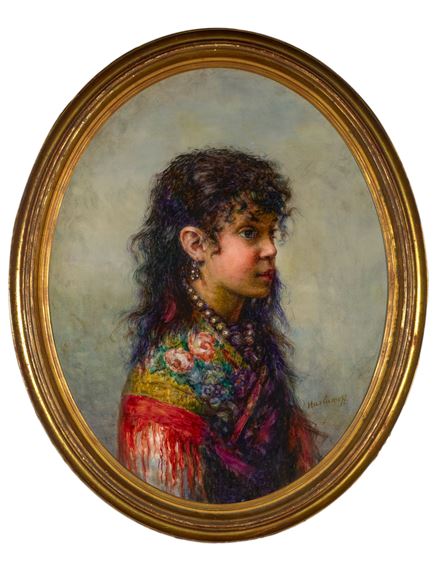 Alexej Harlamoff | Portrait of a young gypsy girl | MutualArt