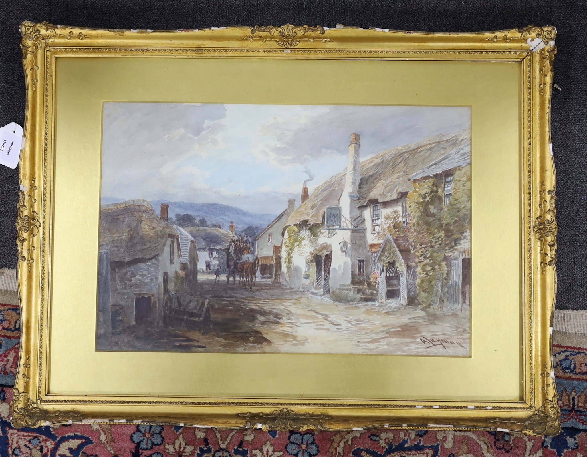 Alfred Leyman | Mail coach approaching a village inn | MutualArt