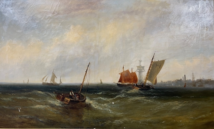 James W. Callow | a maritime study sailing ships in rough seas off a ...