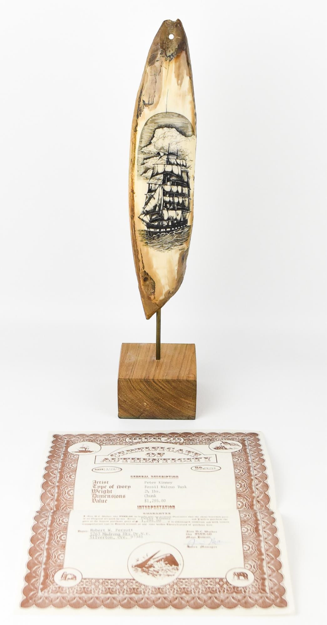 Peter Kinney | PETER KINNEY WALRUS TUSK SCRIMSHAW | MutualArt