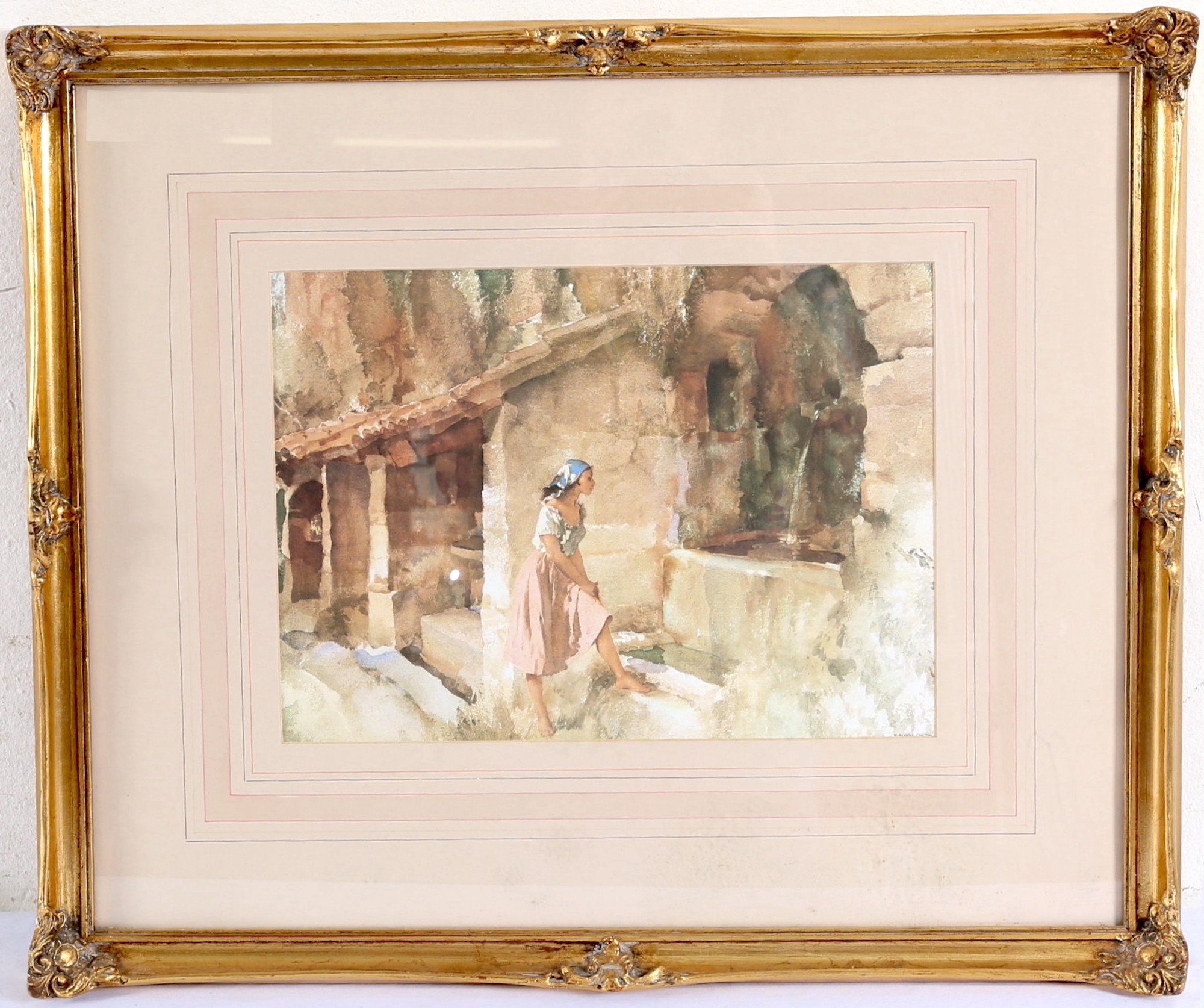 William Russell Flint | LADY AT THE FOUNTAIN | MutualArt