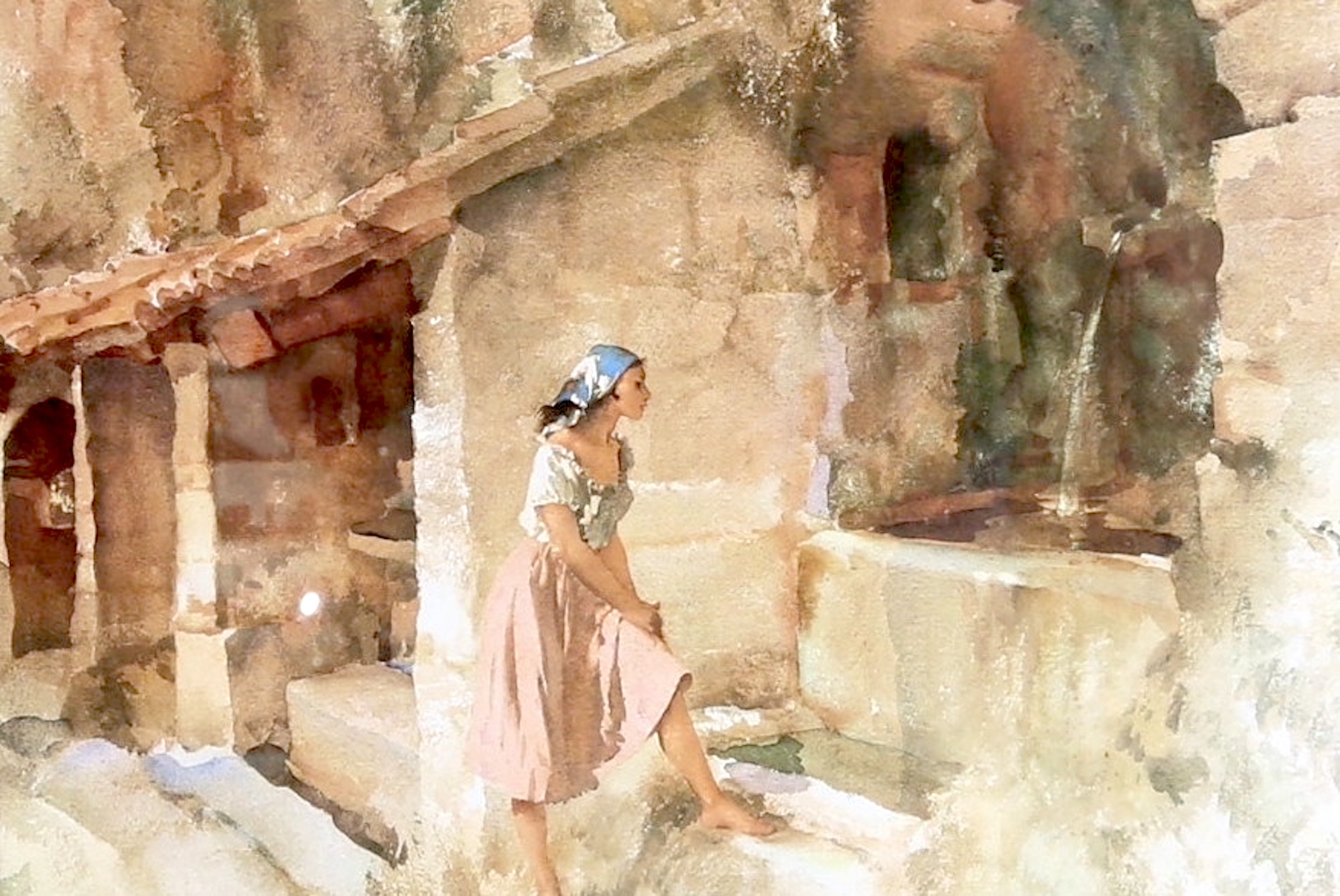 William Russell Flint | LADY AT THE FOUNTAIN | MutualArt