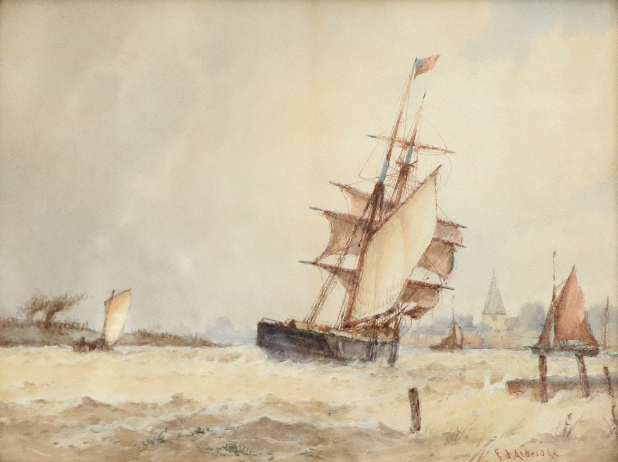 Frederick James Aldridge | Ships in choppy water | MutualArt