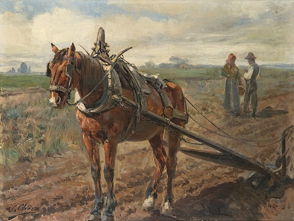 Ulpiano Checa Sanz | Caballo de tiro roturando la tierra | MutualArt