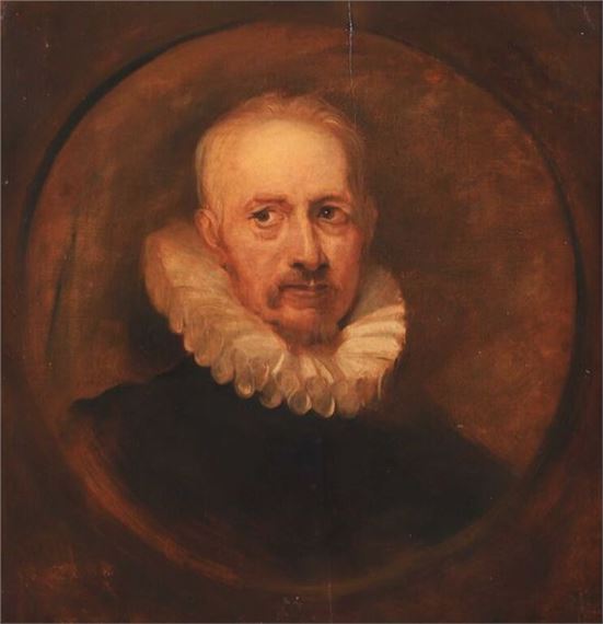 Anthony van Dyck | Portrait of a man with a ruff in a painted tondo ...