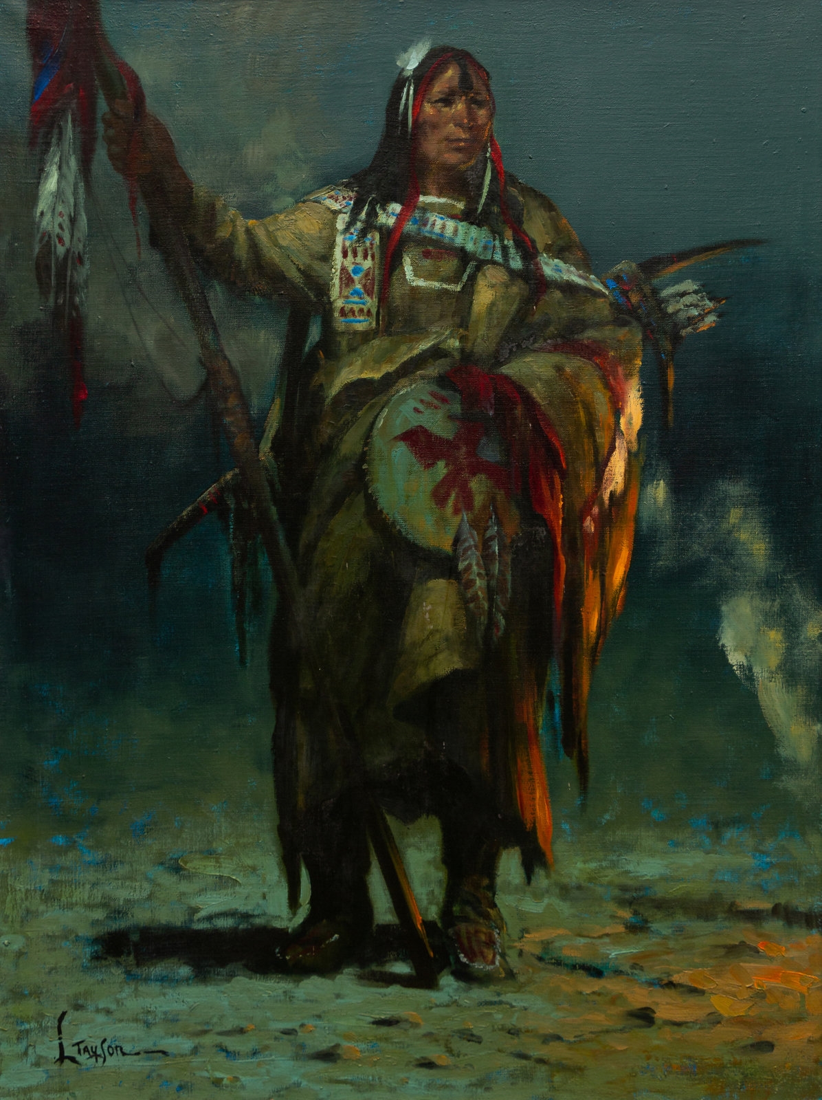 Lyle Tayson, Sr. | Untitled Indian with Spear and Shield | MutualArt