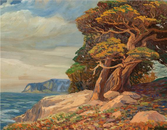 George Joseph Koch | Cyprus Tree and Sea | MutualArt