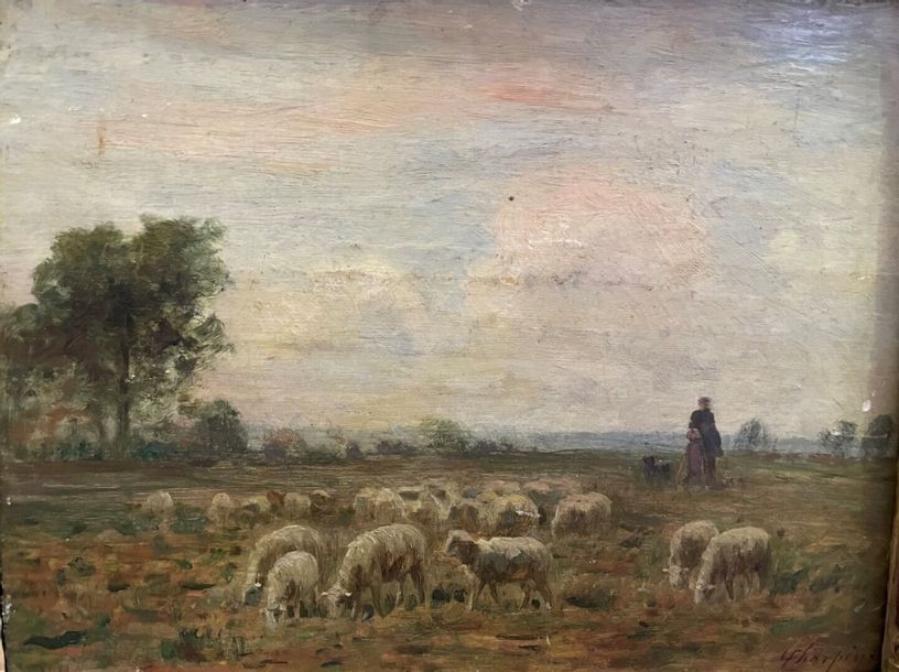 Albert Charpin | Shepherd with his sheep | MutualArt