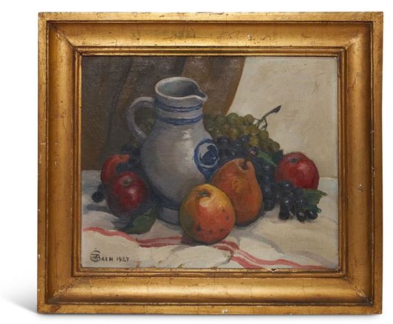 Marcel Bach | Still life with pitcher and fruits | MutualArt