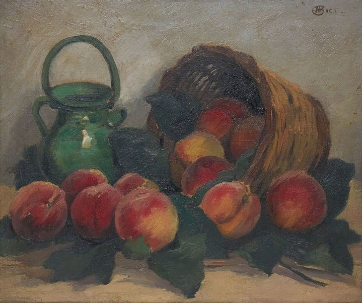 Marcel Bach | Still life with pitcher and peaches | MutualArt