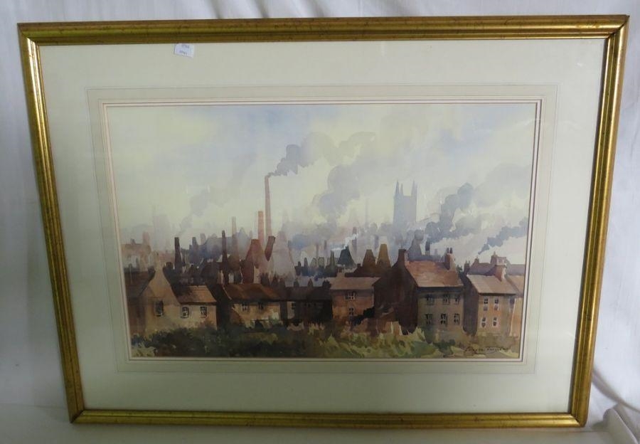 Ivan Taylor | watercolour of Longton as it was in 1959 | MutualArt