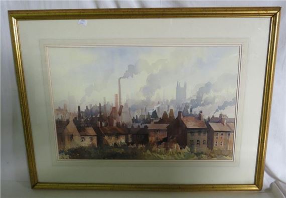 Ivan Taylor | watercolour of Longton as it was in 1959 | MutualArt