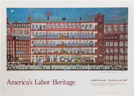 Ralph Fasanella | Working at the Mill Poster for America's Labor ...