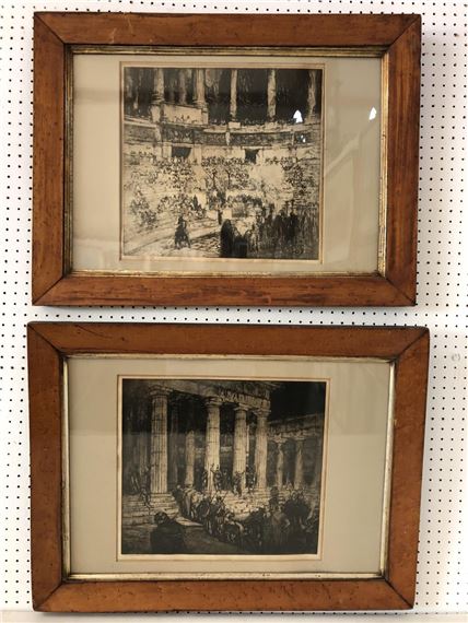 William Walcot | - Two prints from etchings in matching burr frames ...