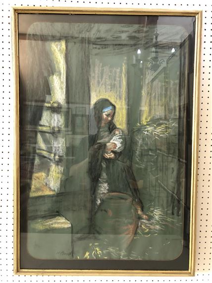 Henry Richard Bird | - Madonna in stable holding baby Jesus | MutualArt