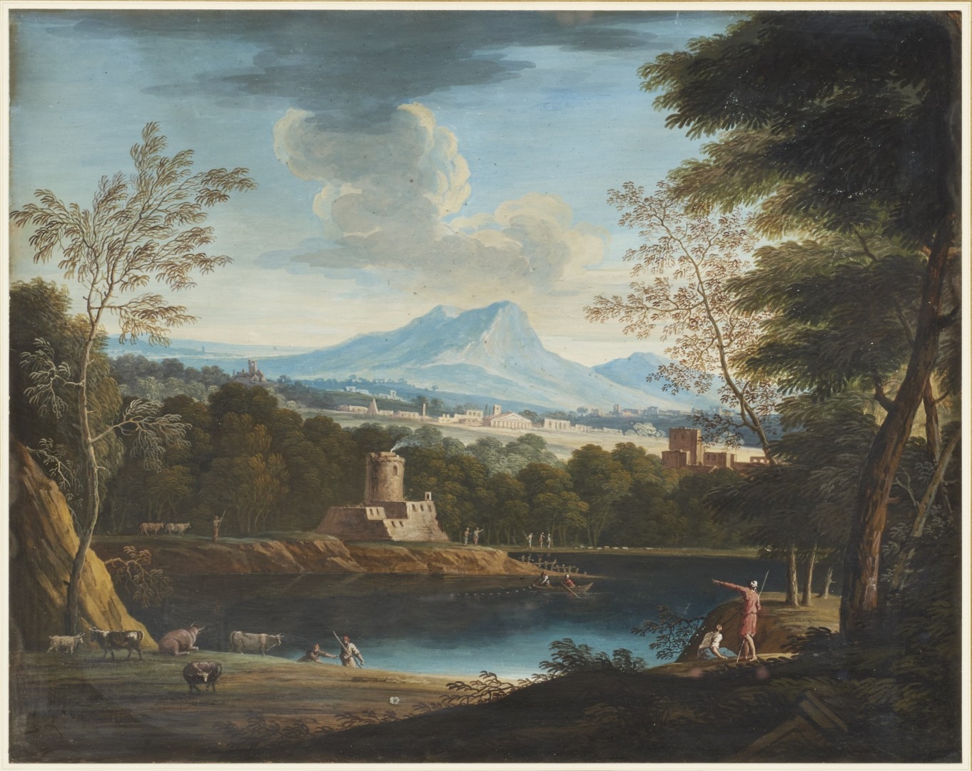 Giovanni Battista Busiri | Paesaggio con lago e figure | MutualArt