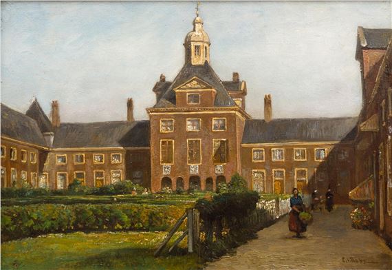 Carel Jacobus Behr | A view of the Hofje van Nieuwkoop in The Hague ...