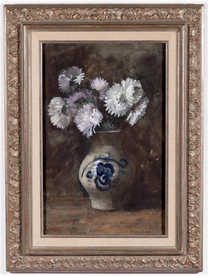 George Hendrik Breitner | Chrysanthemums in a Westerwald pot | MutualArt
