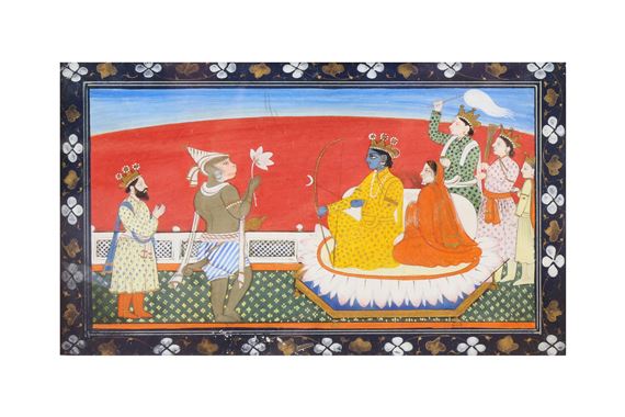 Pahari School, 19th Century | the miniature-like horizontal composition ...