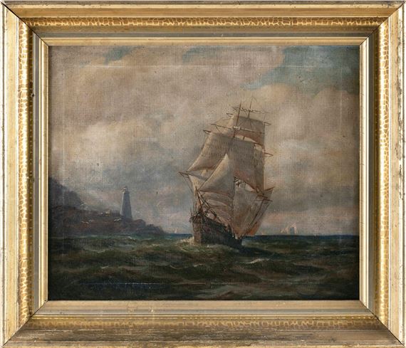 William Frederick Paskell | Clipper ship rounding a lighthouse. | MutualArt