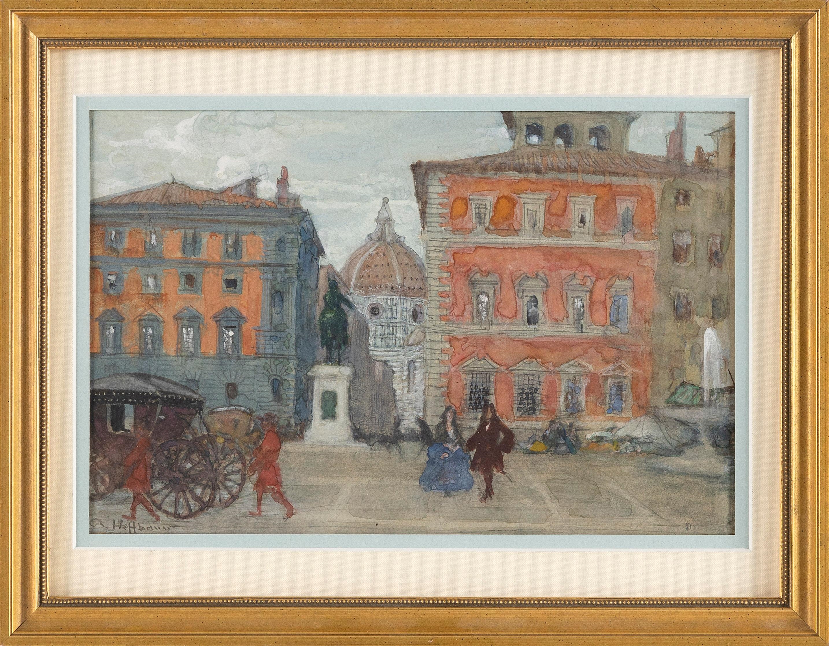 Charles Hoffbauer | Piazza Santissima Annunziata Florence. | MutualArt