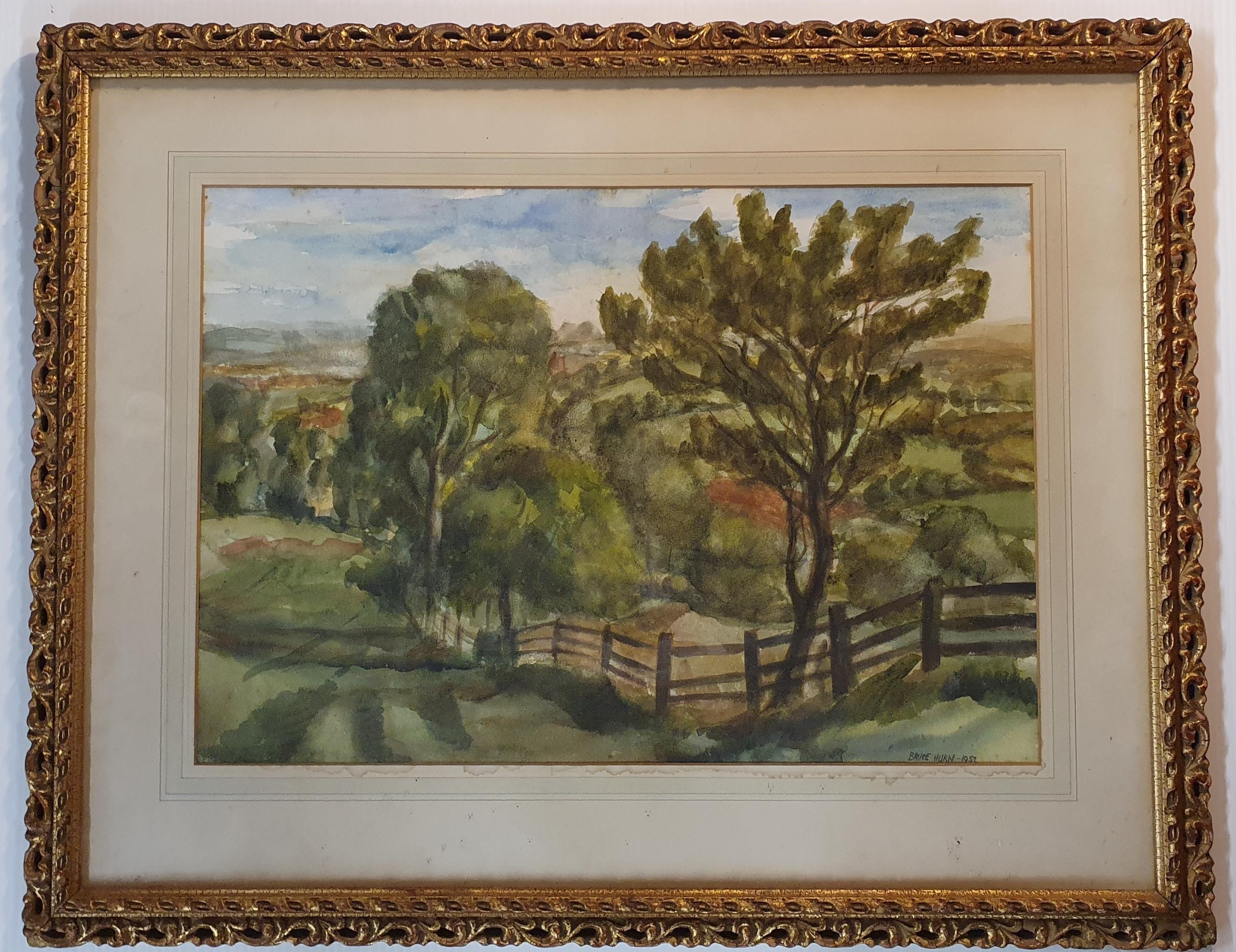 Bruce Hurn | A large 20th Century Watercolour of a country scene ...