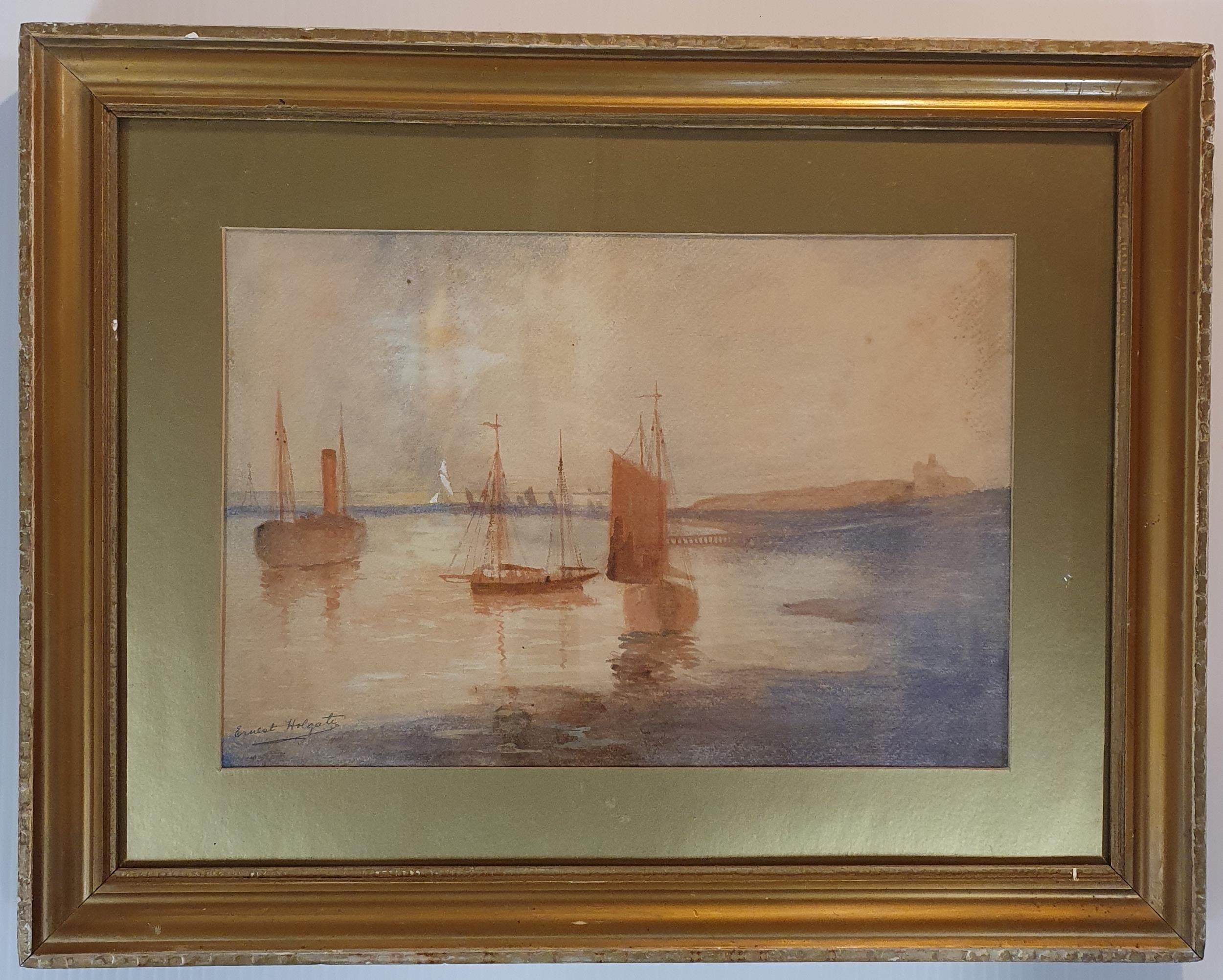Ernest Holgate | A 19th early 20th Century Watercolour of boats in an ...