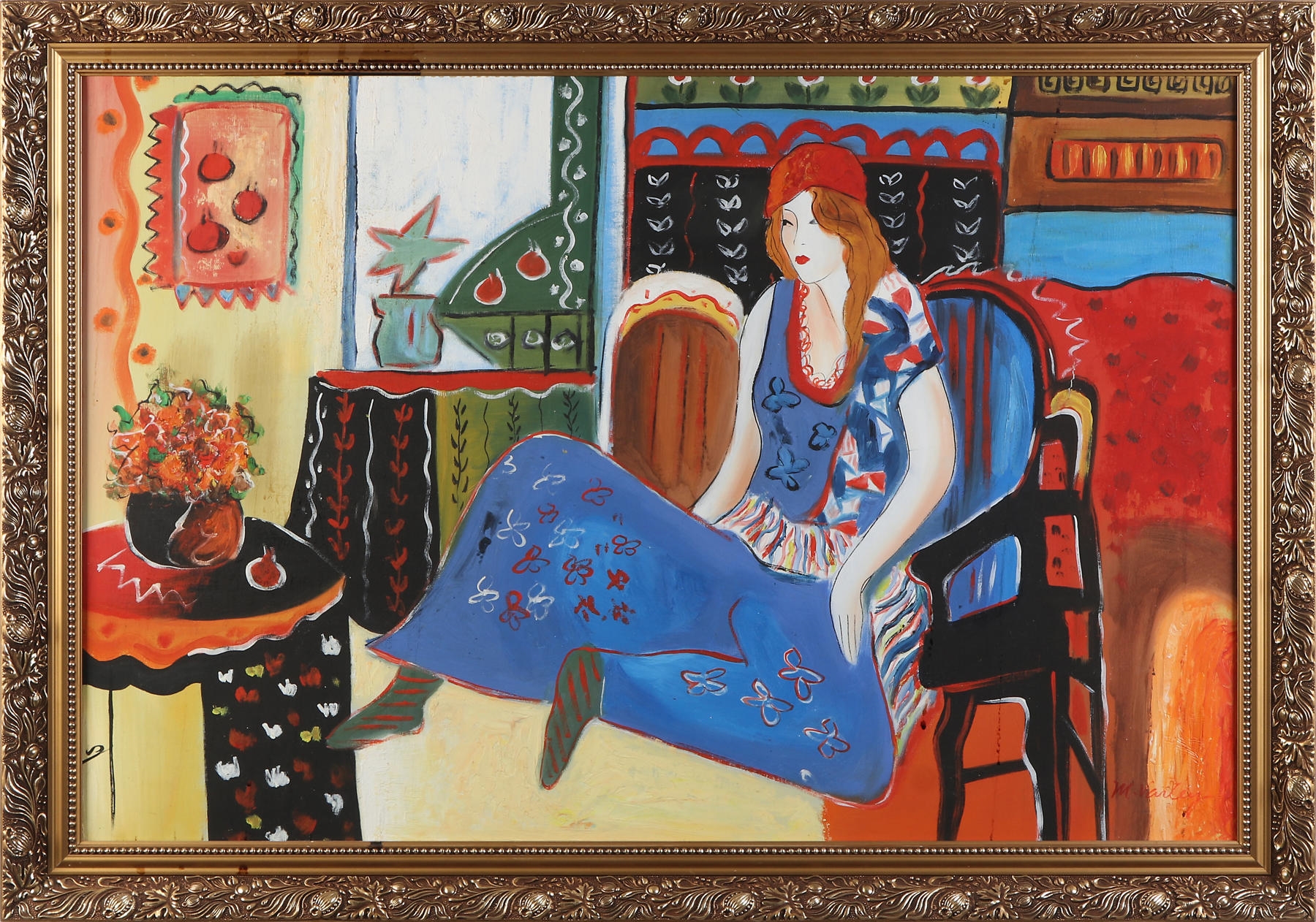 Mary Varley | Interiör med sittande kvinna | MutualArt