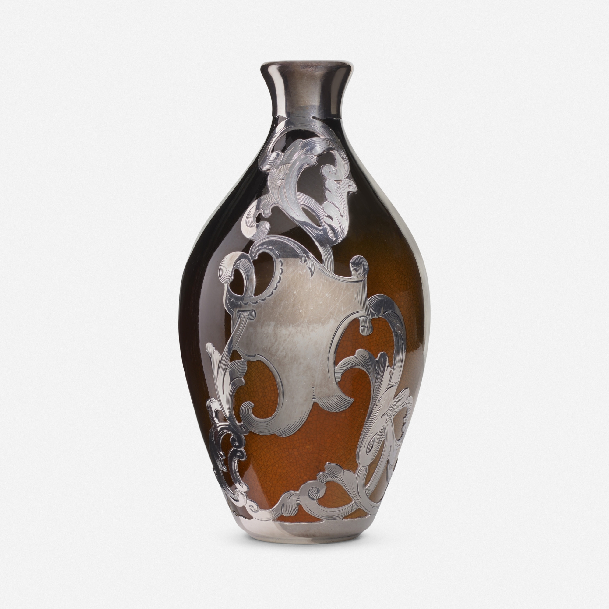 Carl Schmidt | Standard Glaze vase with Rococo overlay (1897) | MutualArt