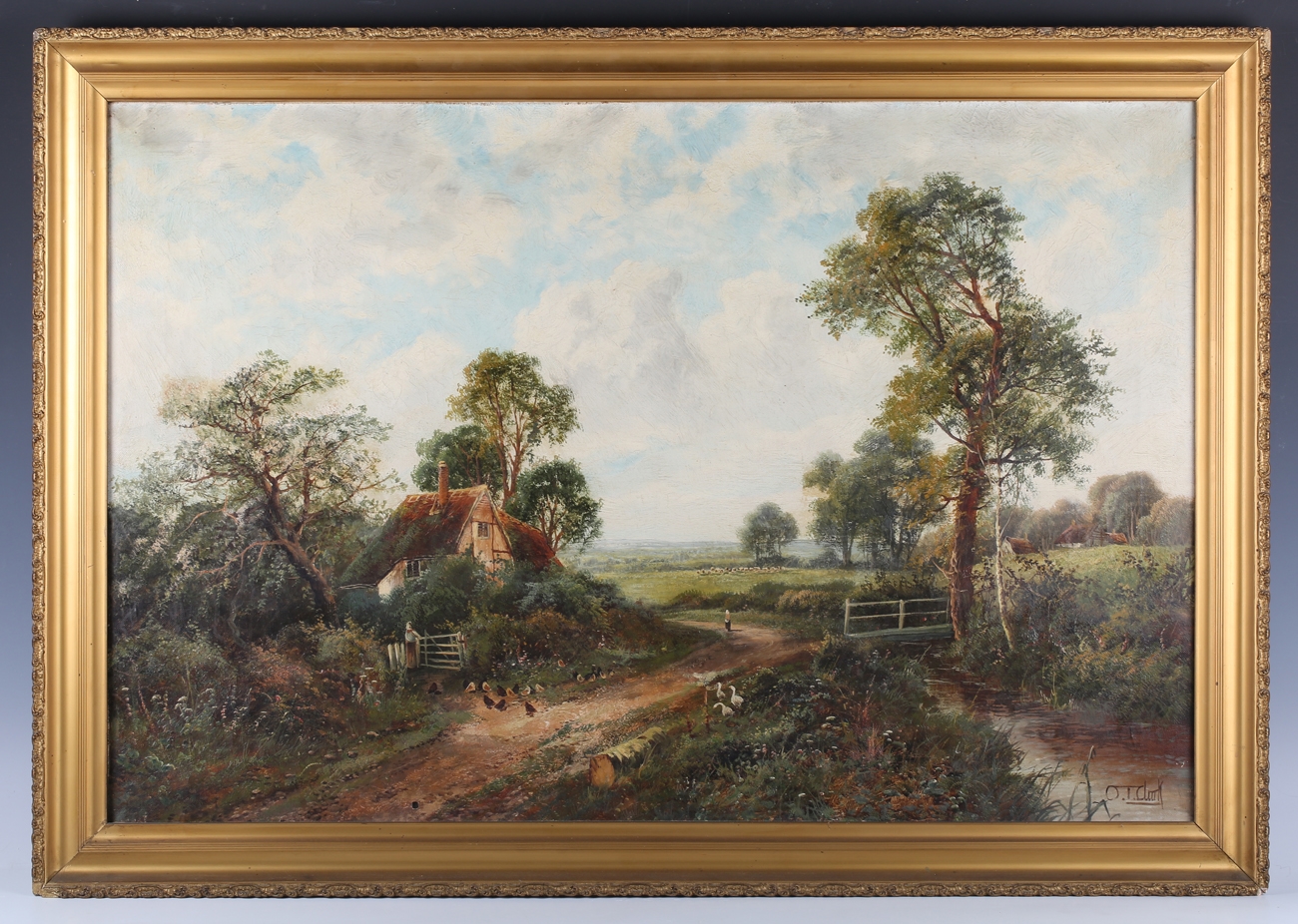 Octavius T. Clark | Rustic Landscape with Cottage and Figures on a Path ...