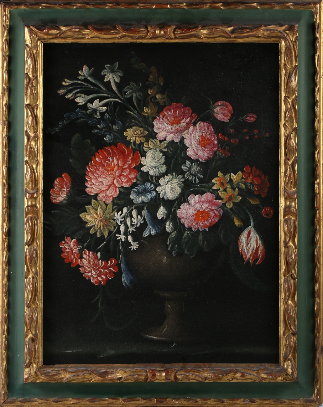 Abraham Bosschaert | Flowers in a green glass vase | MutualArt