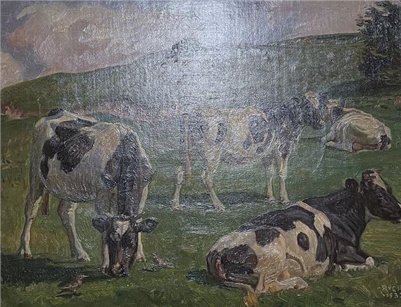 Rasmus Christiansen | Danish summer landscape with grazing cows Signed ...