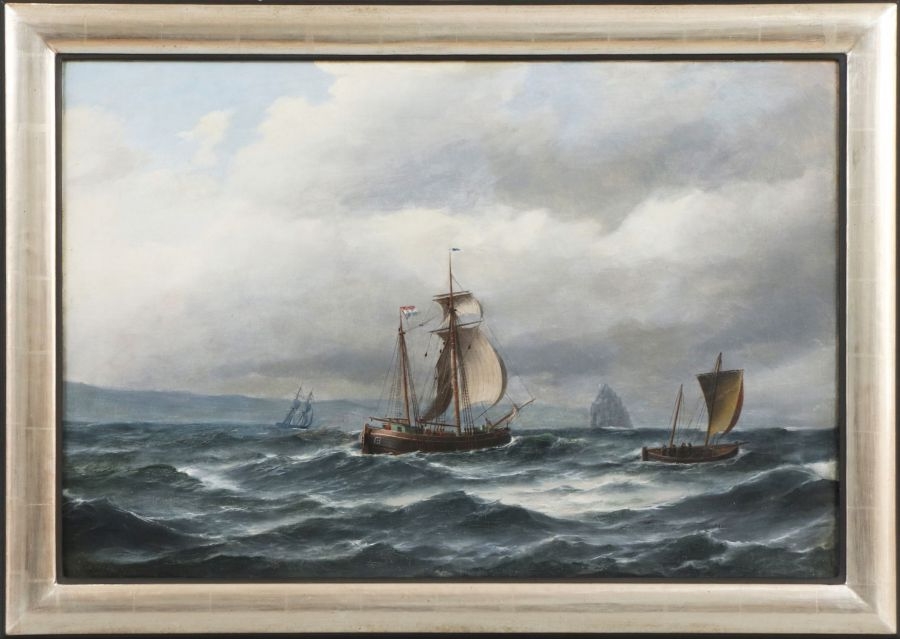 Peder Nielsen Foss | Küsten- und Großsegler auf bewegter See, im ...