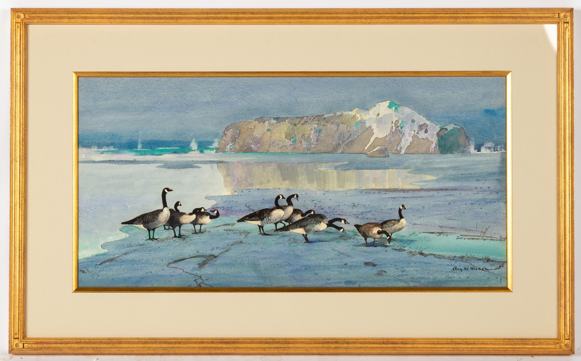 Roy M. Mason | Watercolor with Geese | MutualArt