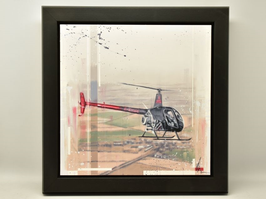 Kris Hardy | A study of a Robinson R22 helicopter in flight over open ...
