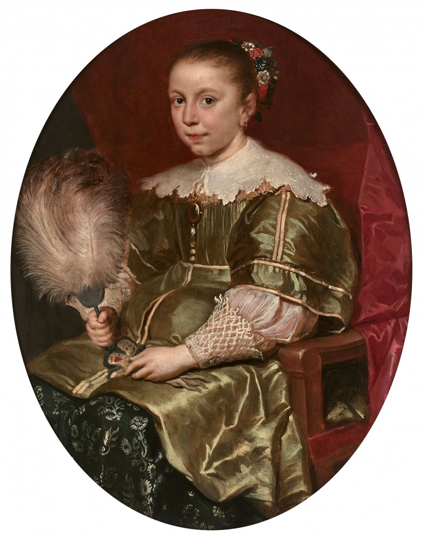 Cornelis de Vos | Portrait de jeune fille à l'éventail | MutualArt