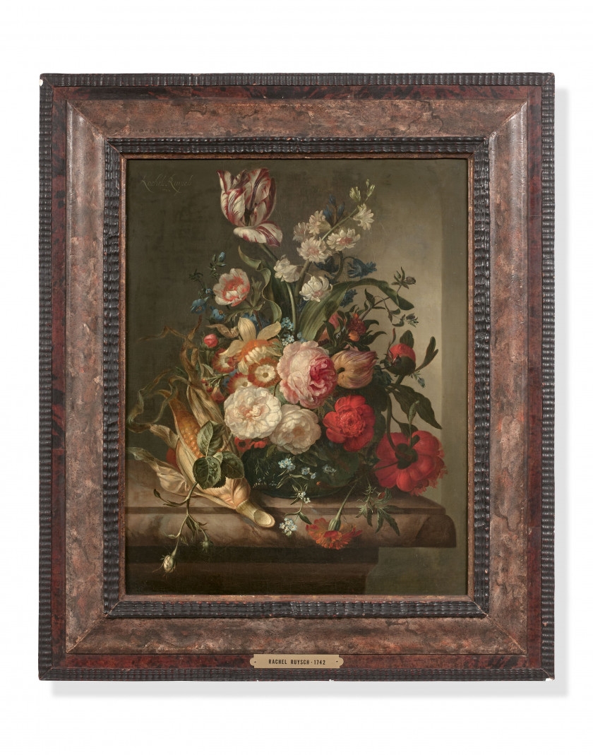 Rachel Ruysch | Vase de fleurs et épis de maïs dans une niche (1742 ...